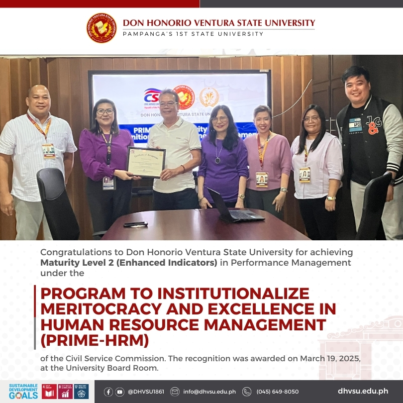 DHVSU achieves Maturity Level 2 in performance management